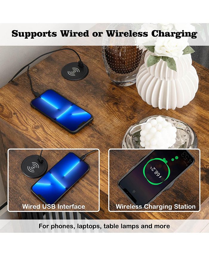 Costway 2-In-1 Furniture Dog Crate with Drawer Wired & Wireless ...