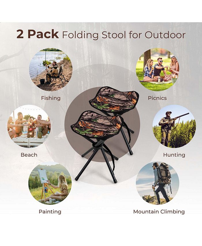 Costway 2 Pack Folding Hunting Stool Lightweight Foldable Outdoor Stool ...