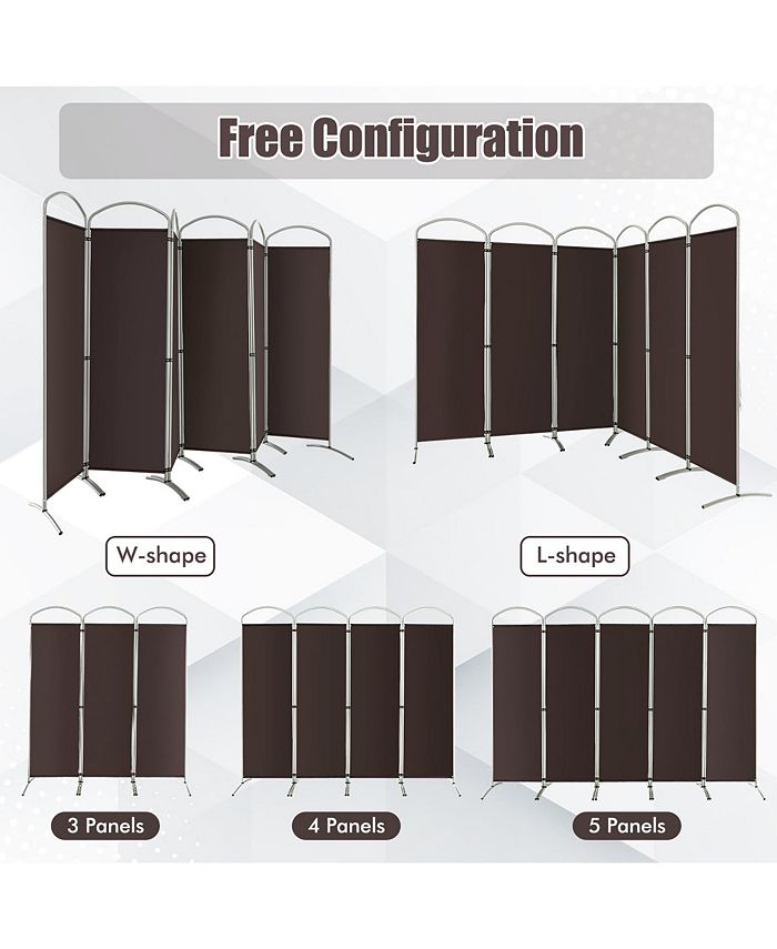 Costway 6 Panels Folding Privacy Screen 6 Ft Tall Fabric Privacy Screen ...