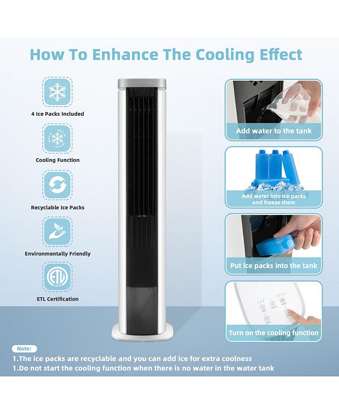 Costway 3-In-1 Portable Evaporative Air Cooler 40'' Bladeless Cooling ...