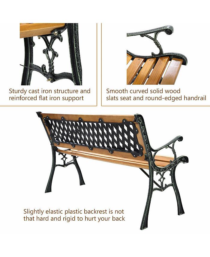 Costway 49 1/2'' Patio Park Garden Bench Porch Path Chair Outdoor Deck ...