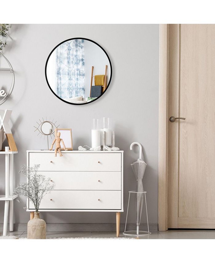 SUGIFT 16-inch Round Wall Mirror with Aluminum Alloy Frame - Macy's