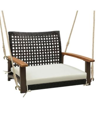 Costway Outdoor Single Swing Chair Bench 1-Person Rattan Porch Swing ...