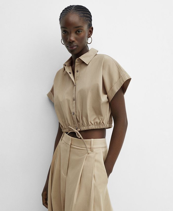 MANGO Women's Cropped Cotton Shirt - Macy's