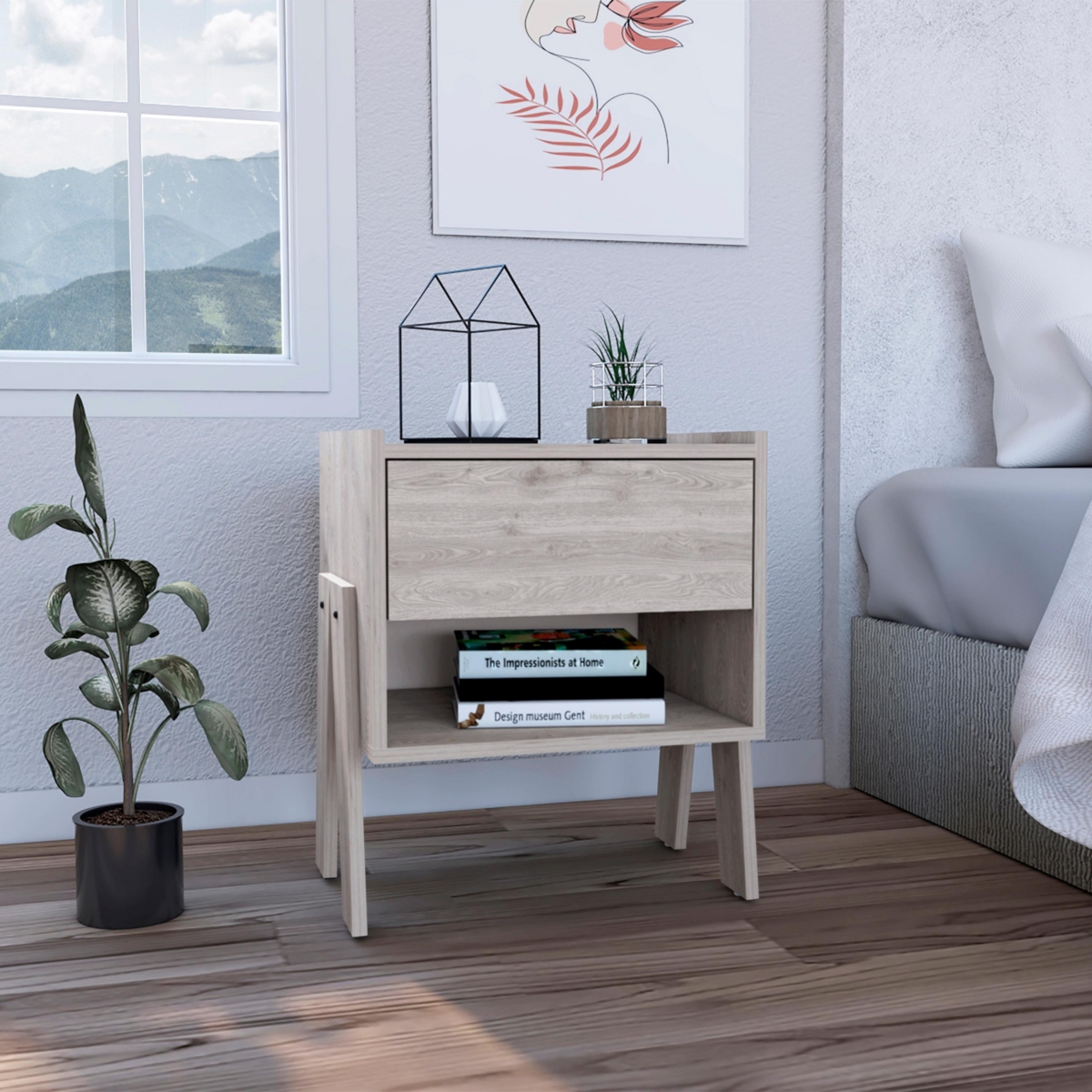 Click here for Streamdale Joy Nightstand  Four Legs  One Open She... prices