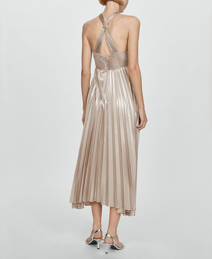 MANGO Women's Pleated Halter Neck Dress - Macy's