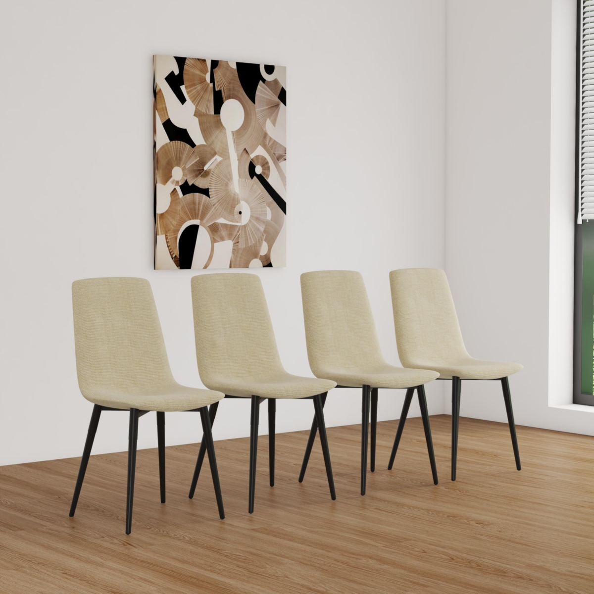 Click here for Modern Beige Fabric Dining Chairs Set of 4 - Beige prices