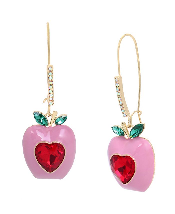 Betsey Johnson Faux Stone Apple Dangle Earrings - Macy's