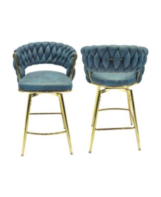Simplie Fun Blue Suede Bar Stool Set, 4 Count - Macy's