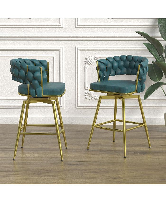 Simplie Fun Blue Suede Bar Stool Set, 4 Count - Macy's