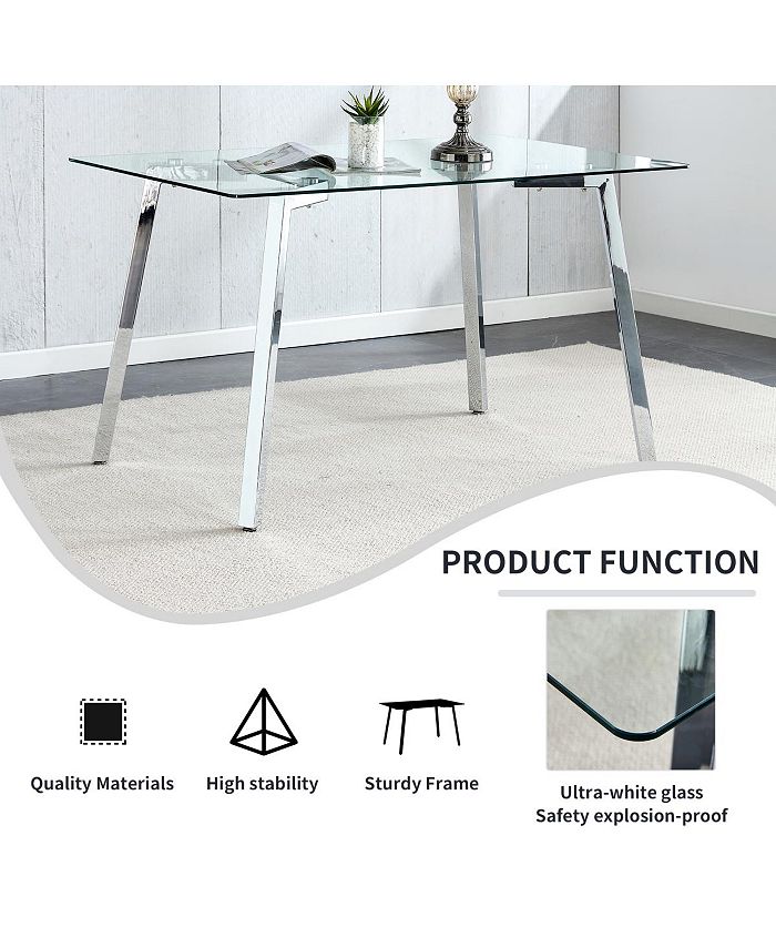 Simplie Fun Modern Glass Dining Table for 46,51"x31"x30" - Macy's
