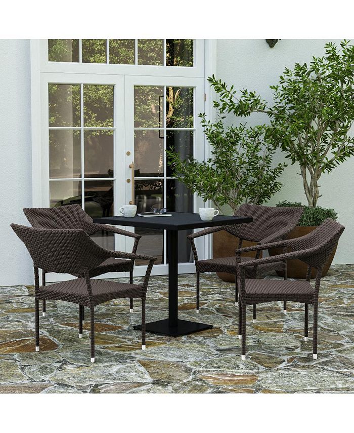 MERRICK LANE Cheri Fade And Weather Resistant Modern Pe Rattan Patio ...