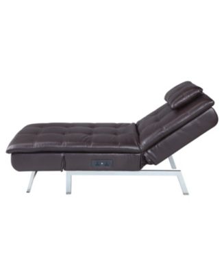 Simplie Fun Padilla Chaise Lounge with Pillow & USB Port In Brown ...