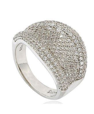 Suzy Levian New York Suzy Levian Sterling Silver Cubic Zirconia Micro Pave Wide Band Ring - Macy's