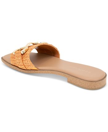BCBGeneration Women's Lorma Raffia Slide Flat Sandals - Macy's