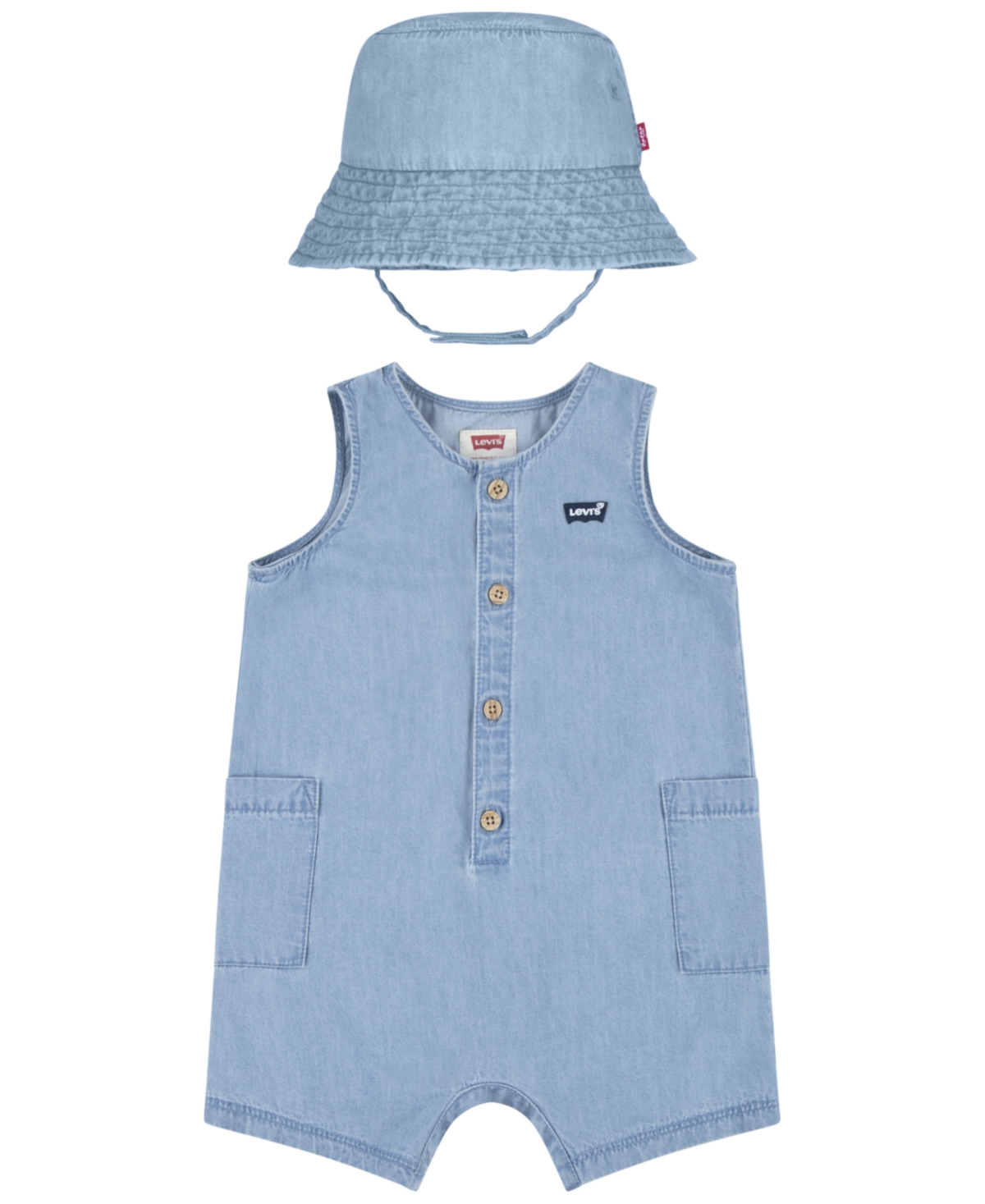 Click here for Levis Baby Boys Denim Romper and Bucket Hat Set -... prices