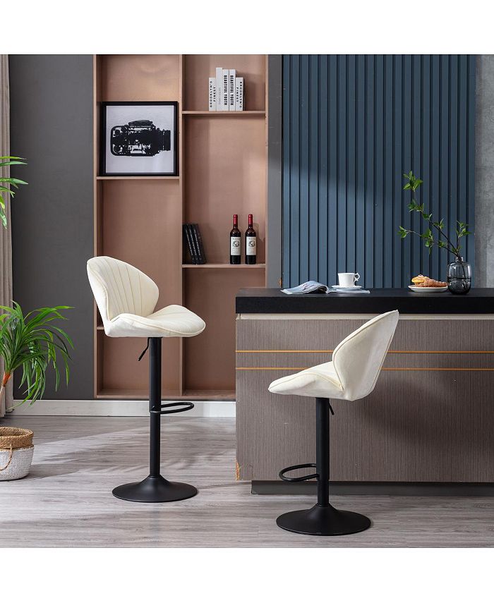 Simplie Fun Bar Stools Set Of 2 - Adjustable Barstools With Back And ...