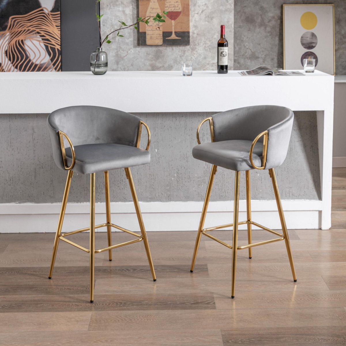 Click here for Streamdale 2-Piece 30" Velvet Barstools with... prices