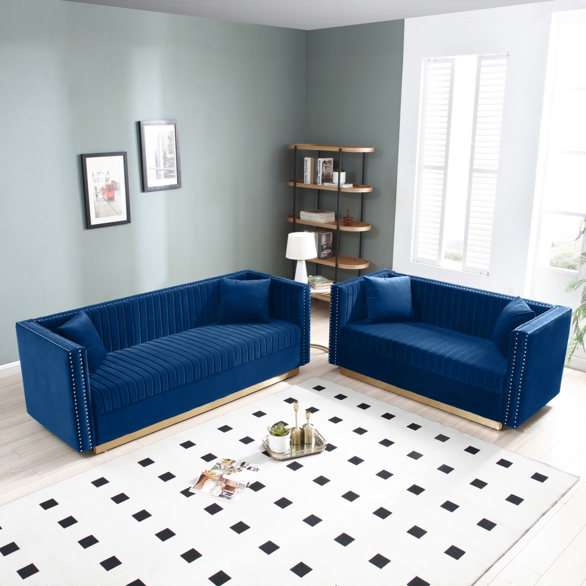 Click here for Streamdale Furniture Modern Blue Velvet Sofa Loves... prices