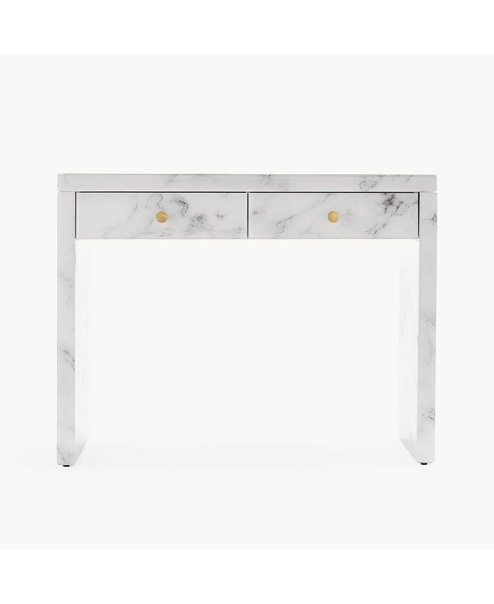 Simplie Fun Modern Design Tempered Glass Marble Texture Vanity Table ...