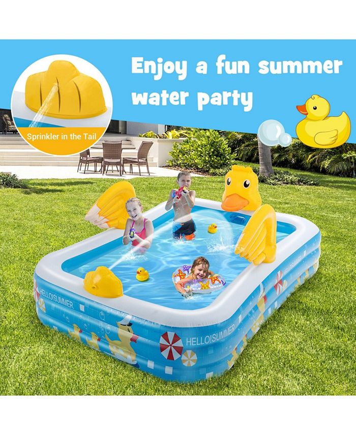 Slickblue Inflatable Swimming Pool Duck Themed Kiddie Pool with ...