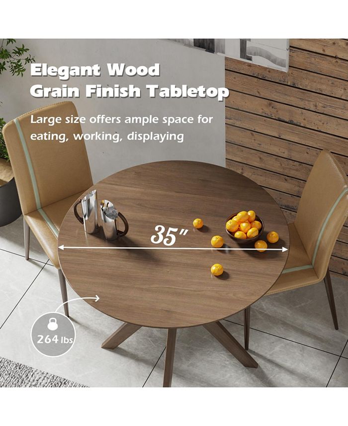 SUGIFT 36 Inch Round Wood Dining Table with Intersecting Pedestal Base ...