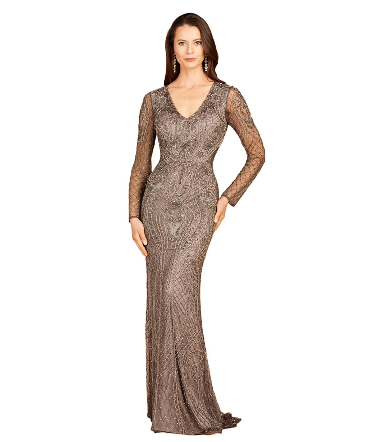 Click here for Lara Womens Long Sleeve Beaded Dress - Grey prices