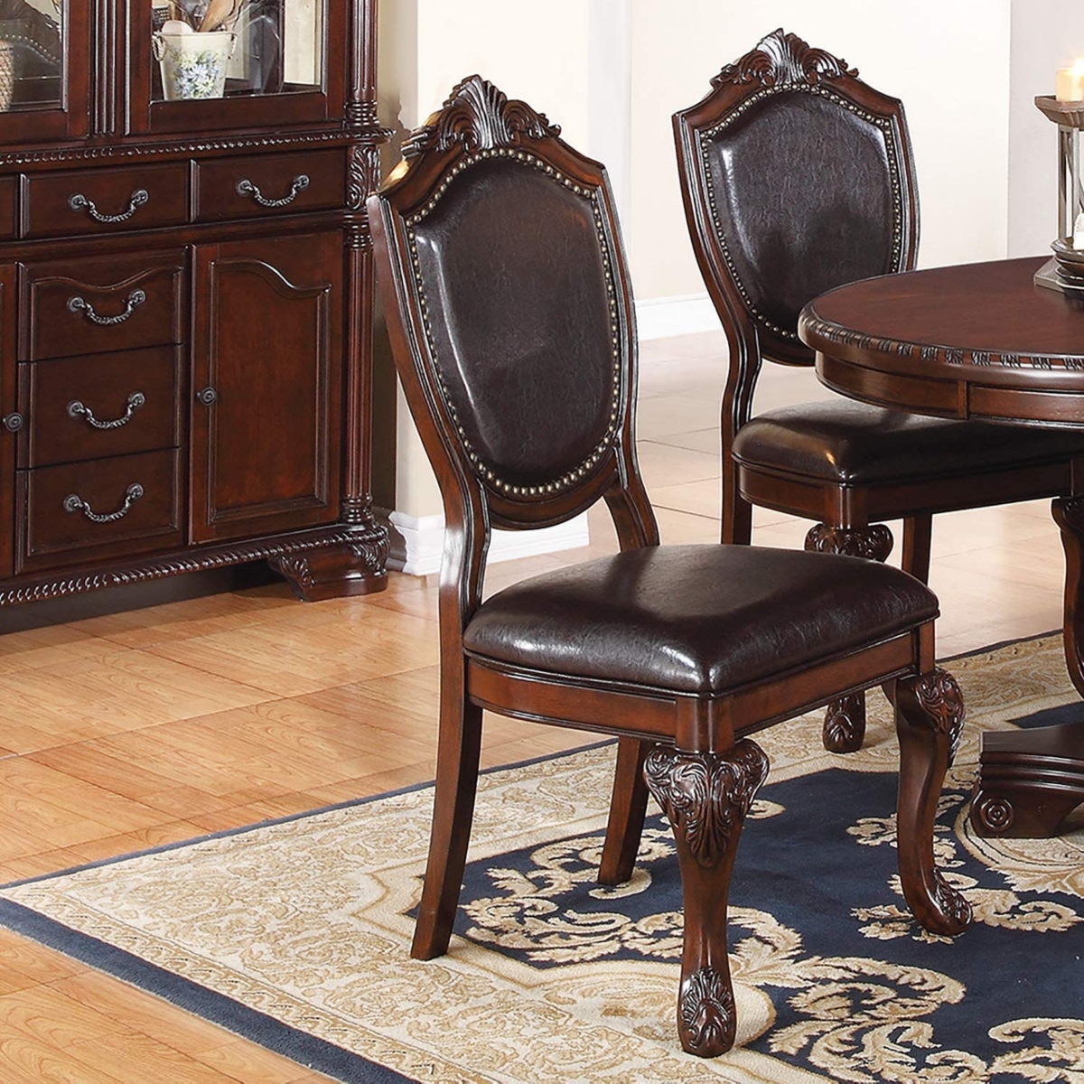 Click here for Streamdale Elegant Formal Side Chair Set (Brown Ru... prices
