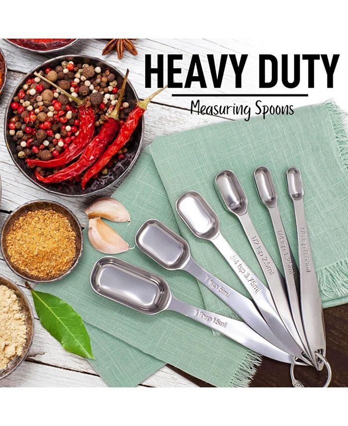 Zulay Kitchen Measuring Spoons Rectangular with Leveler - Set of 6 - Macy's