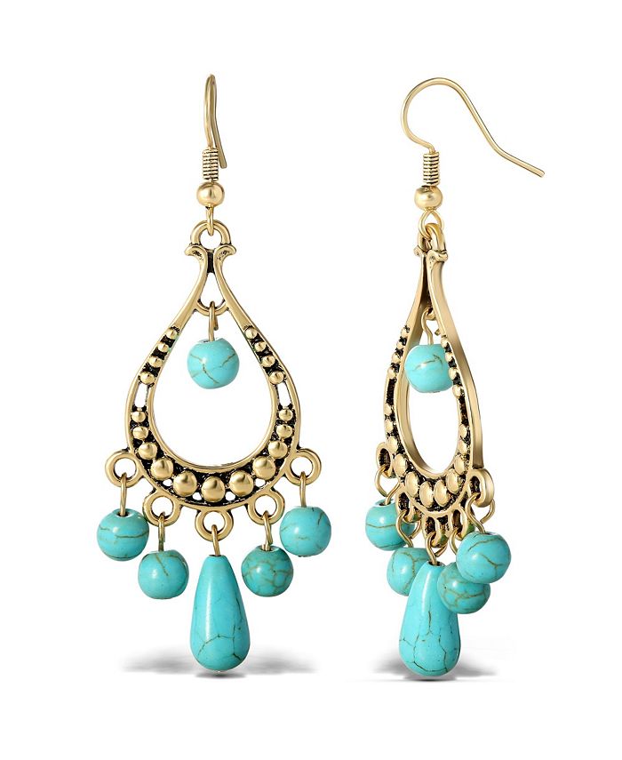 Jessica Simpson Women's Turquoise Bead Chandelier Earrings - Macy's