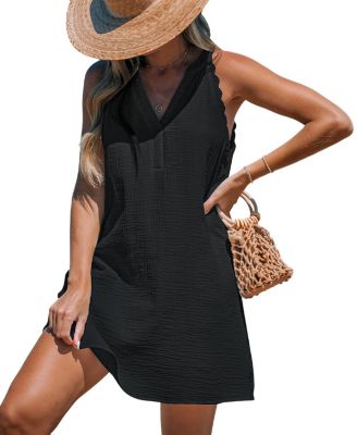 CUPSHE Women's Black Contrast Lace Cover-Up Beach Dress - Macy's