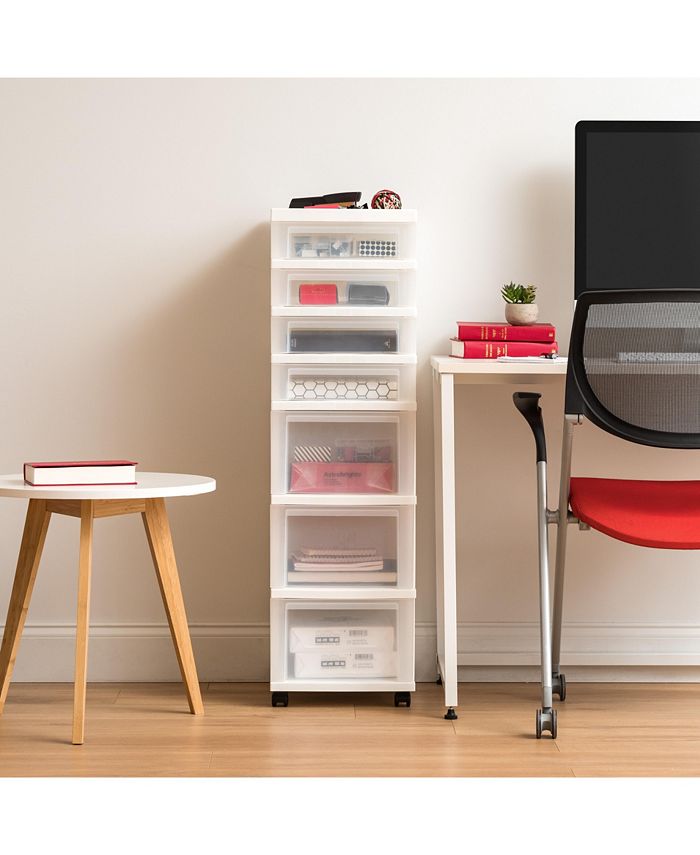 IRIS USA 7 Drawers Plastic Storage rolling Cart with drawer, White - Macy's