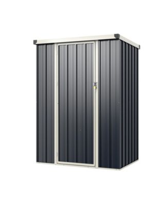Slickblue 4x3 FT Metal Outdoor Storage Shed with Lockable Door-Gray ...