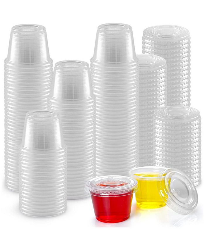 Zulay Kitchen 100 Pack 1oz Clear Jello Shot Cups with Lids - Disposable ...