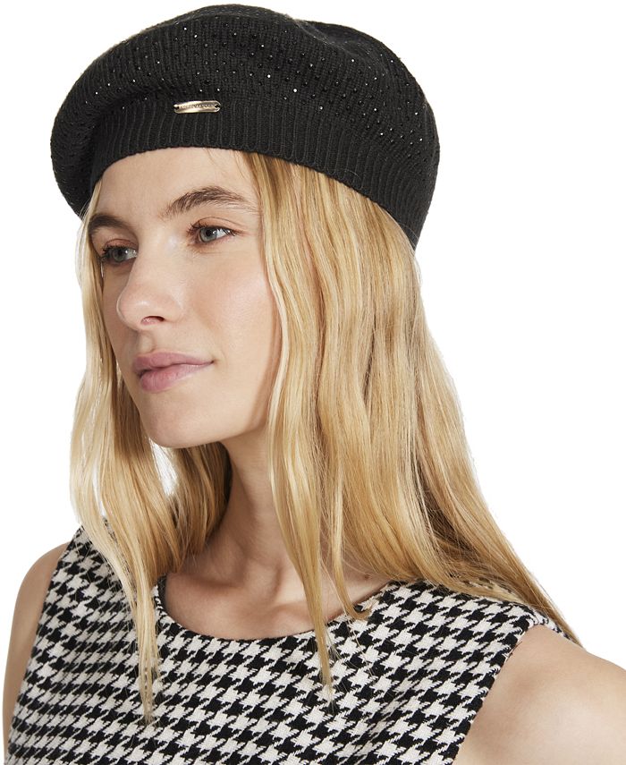 Steve Madden Women's Crystal Studded Plush Beret - Macy's