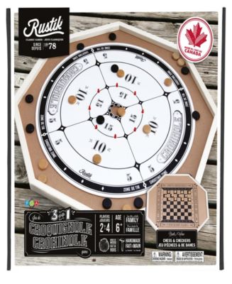 Family Games America Rustik 3-In-1 Deluxe Crokinole, Checkers Chess ...