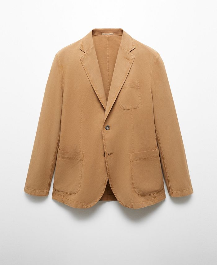 MANGO Men's Slim Fit Linen Cotton-Blend Blazer - Macy's