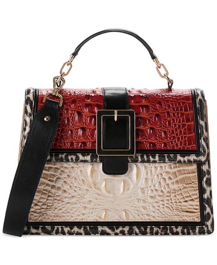 Brahmin Hallie Radiant Red Solarium Small Leather Satchel - Macy's