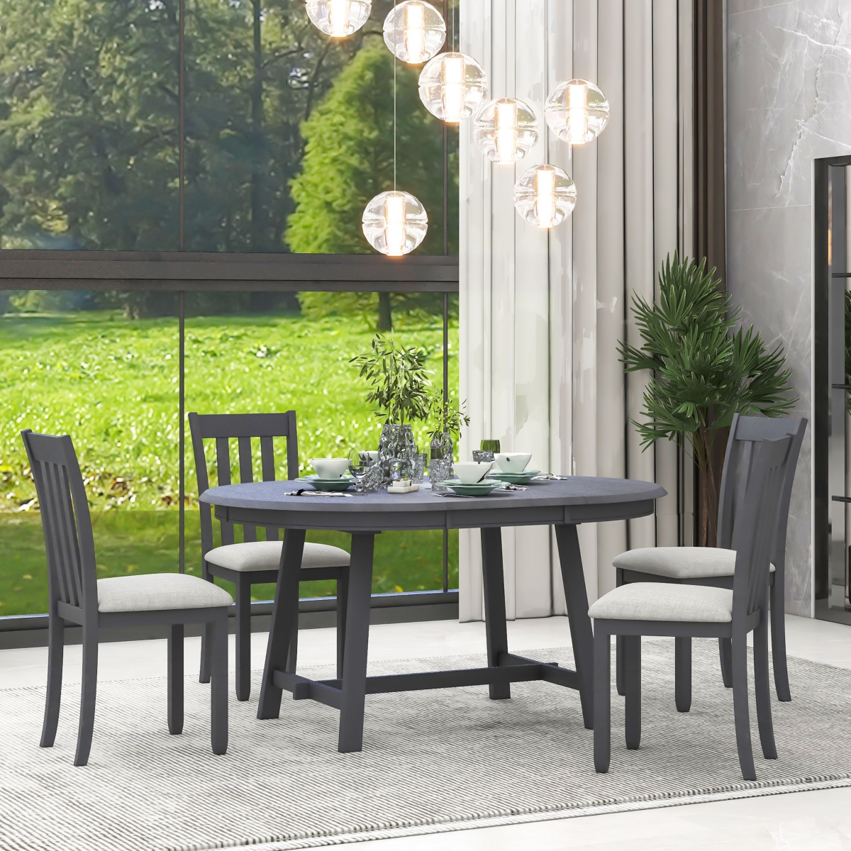 Click here for Streamdale Gray 5-Piece Round Dining Table Set wit... prices