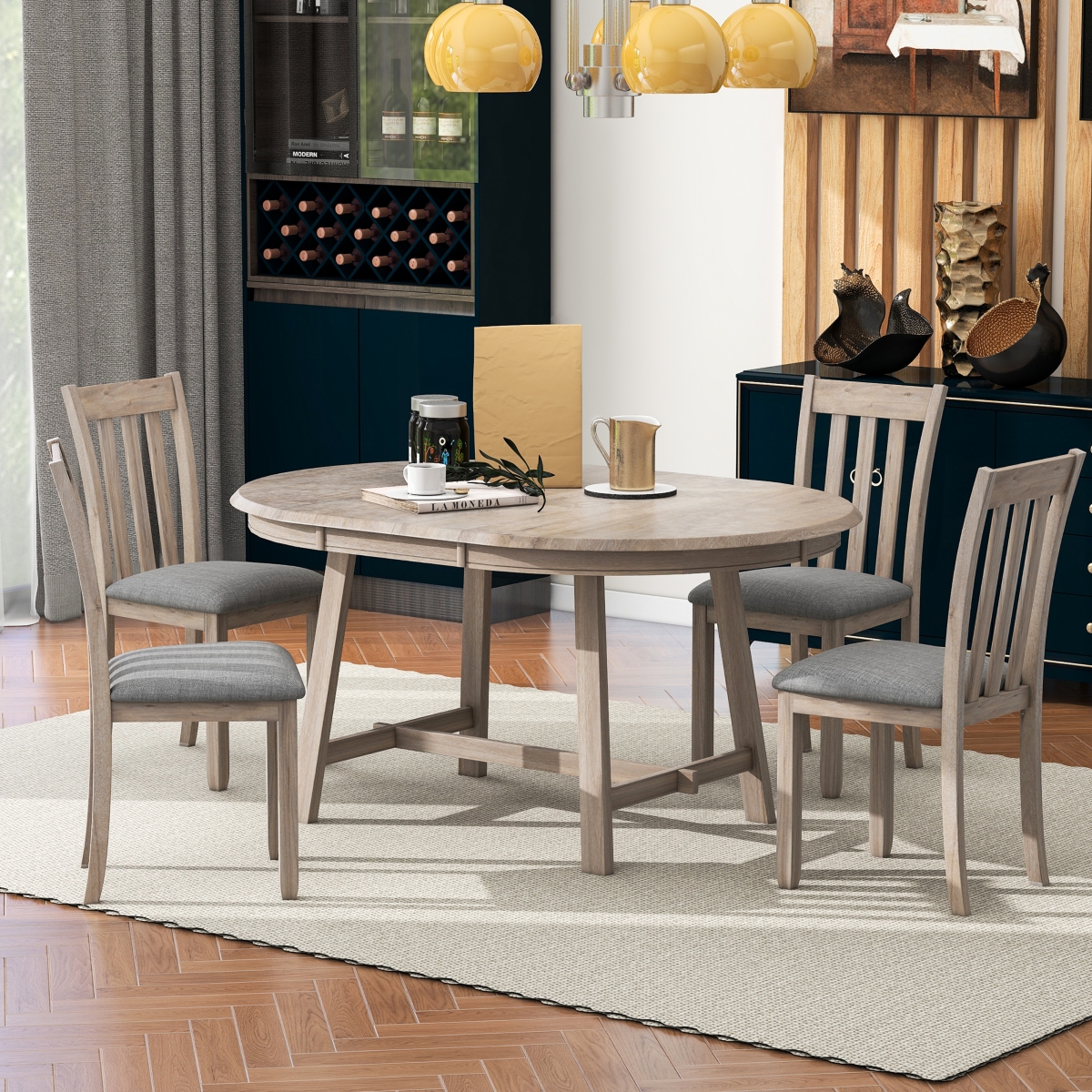 Click here for Streamdale Gray 5-Piece Round Dining Table Set wit... prices