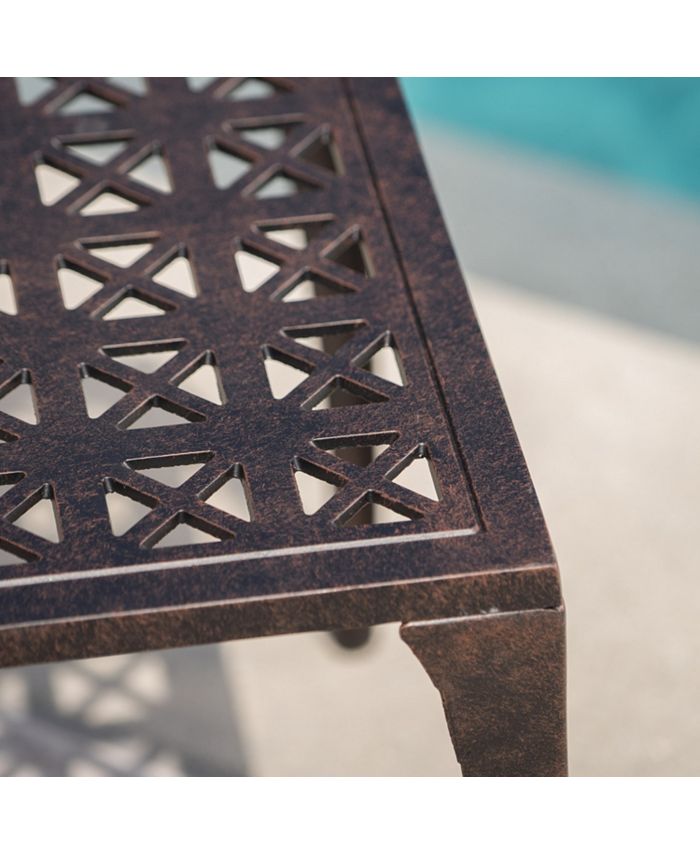 Simplie Fun Elegant Cast Aluminum Patio Side Table with Grillwork Top ...