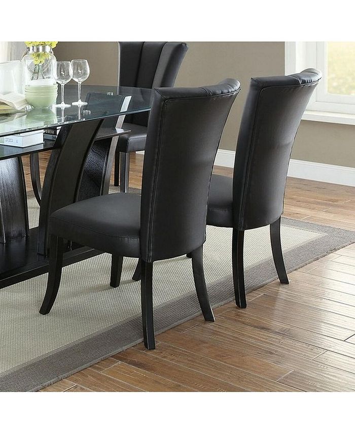 Simplie Fun Black Faux Leather Upholstered Lines Back Set Of 2 Piece ...