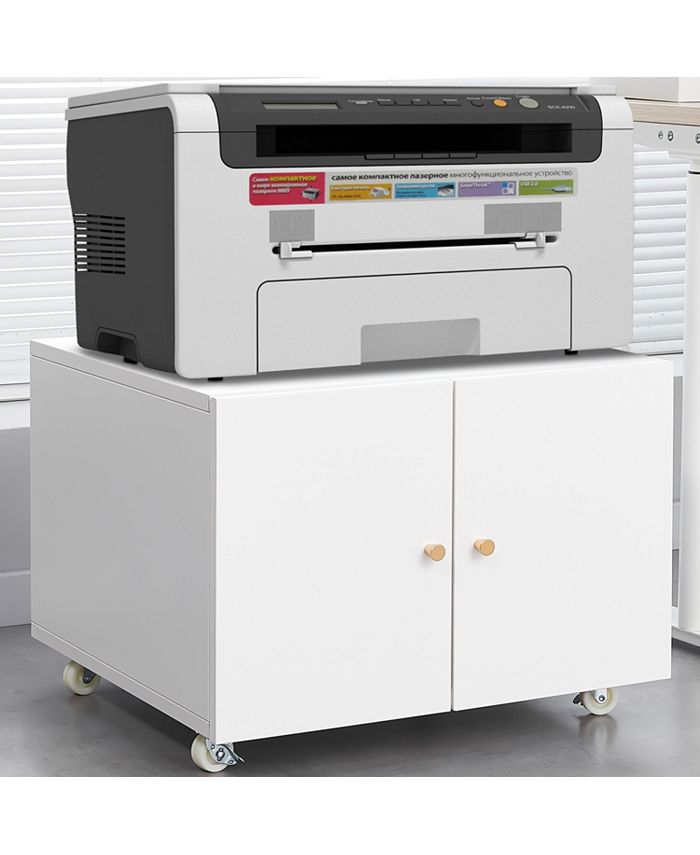 Simplie Fun Office Furniture Copier Cabinet White 2 Door Steel Copier ...