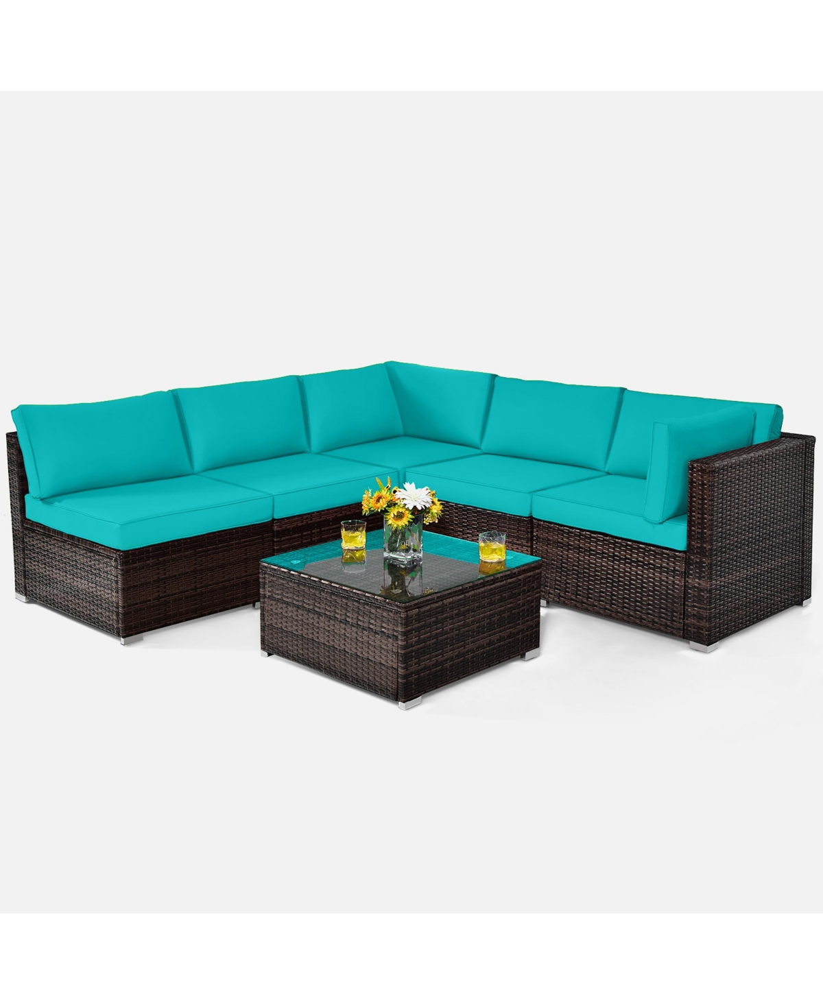Click here for 6PCS Patio Rattan Furniture Set Cushioned Sofa Cof... prices