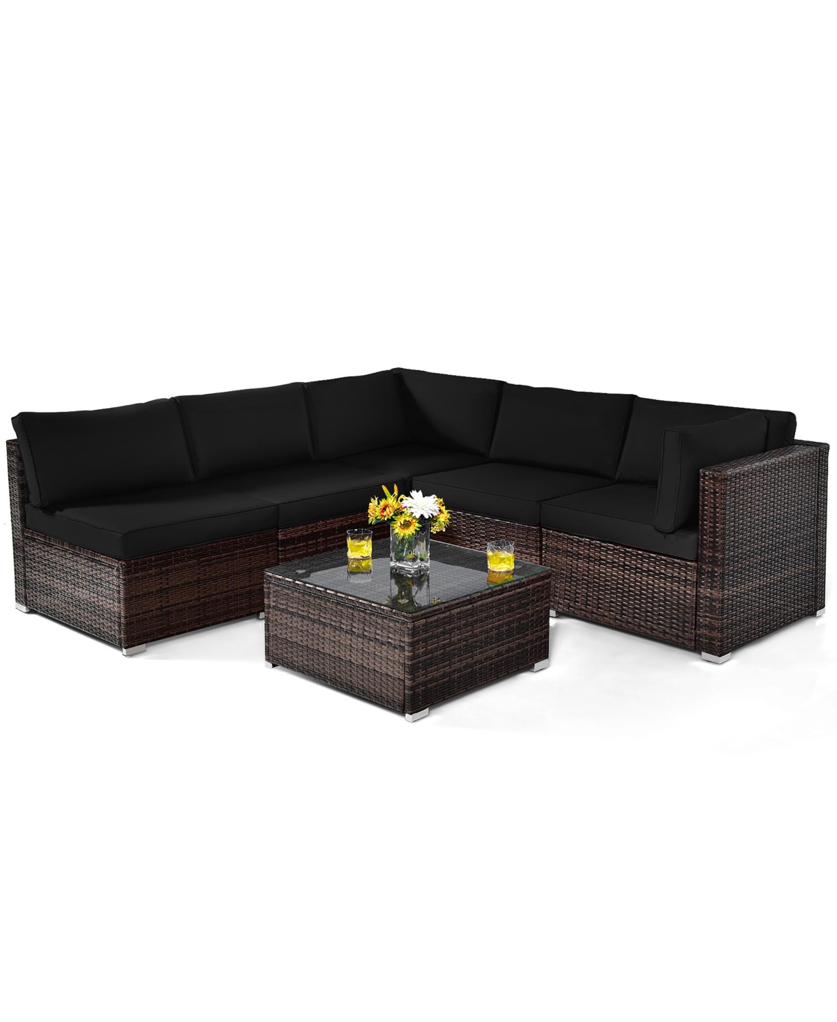 Click here for 6PCS Patio Rattan Furniture Set Cushioned Sofa Cof... prices