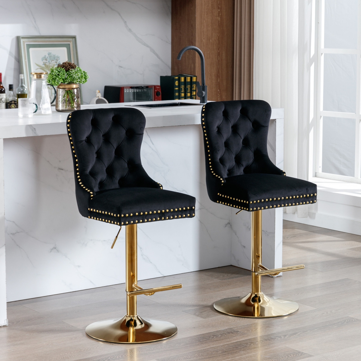 Click here for Simplie Fun Modern Velvet Swivel Bar Stools  Set o... prices