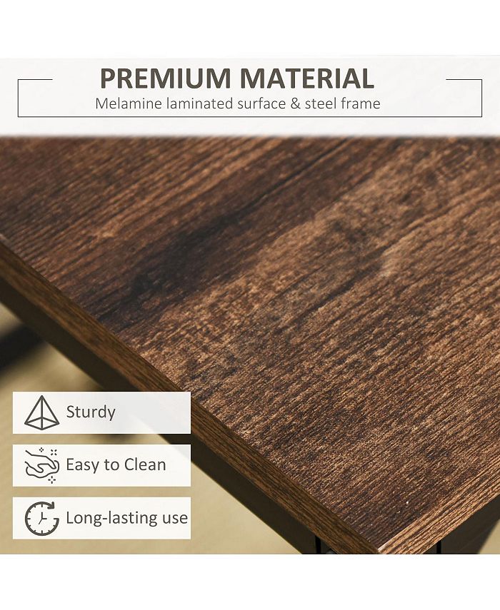 Simplie Fun 5-Piece Industrial Dining Set, Space-Saving, Black/Brown ...