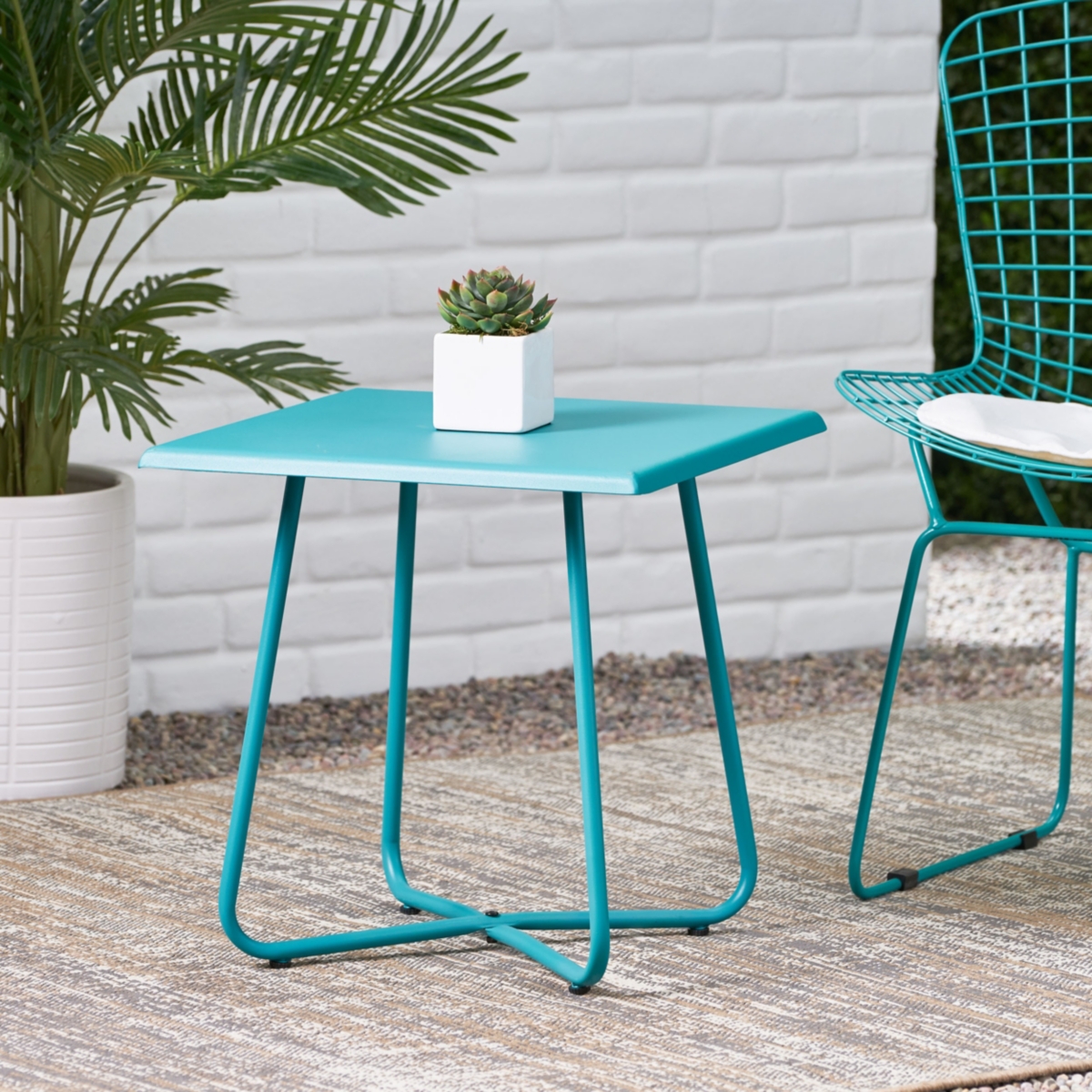 Click here for Simplie Fun Modern Steel End Table with X-Shaped B... prices