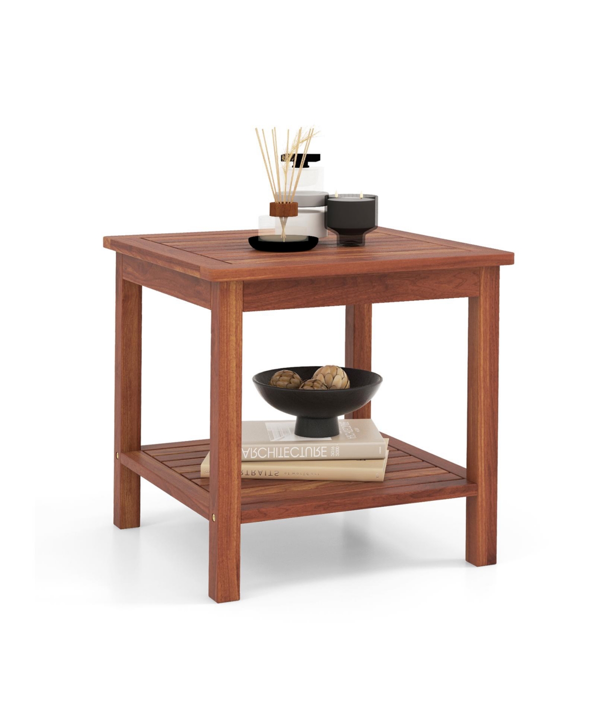 Click here for Slickblue Double-Tier Acacia Wood Patio Side Table... prices