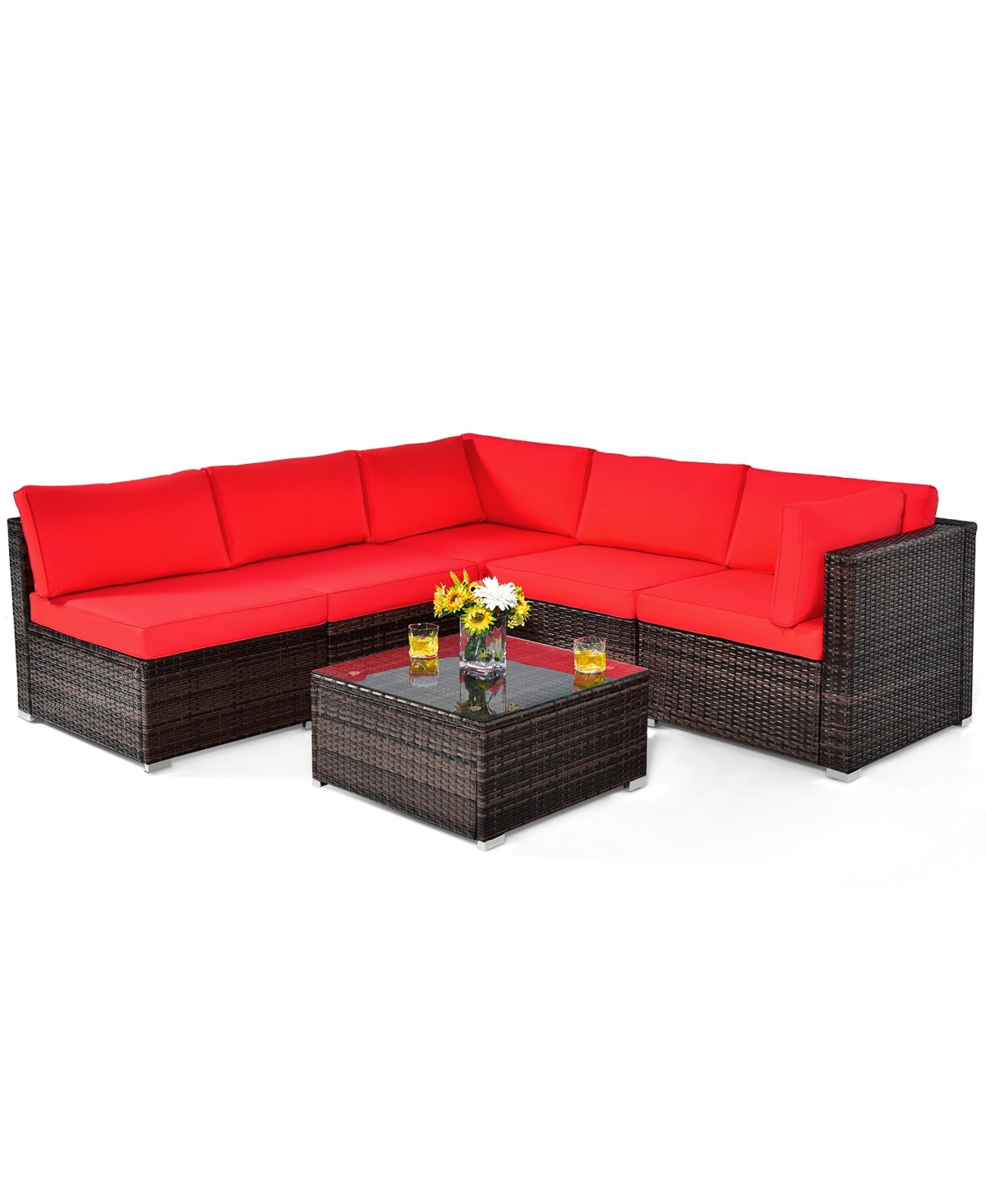 Click here for 6PCS Patio Rattan Furniture Set Cushioned Sofa Cof... prices